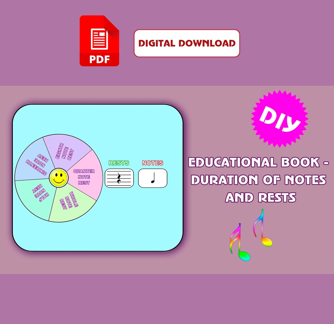 Music Theory. Duration of Notes and Rests. Educational Book DIY. PDF ...