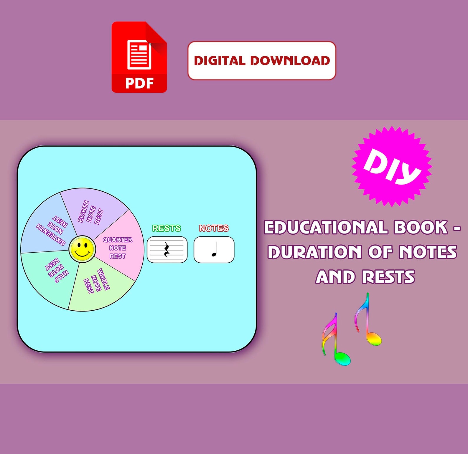 Music Theory. Duration of Notes and Rests. Educational Book DIY. PDF ...