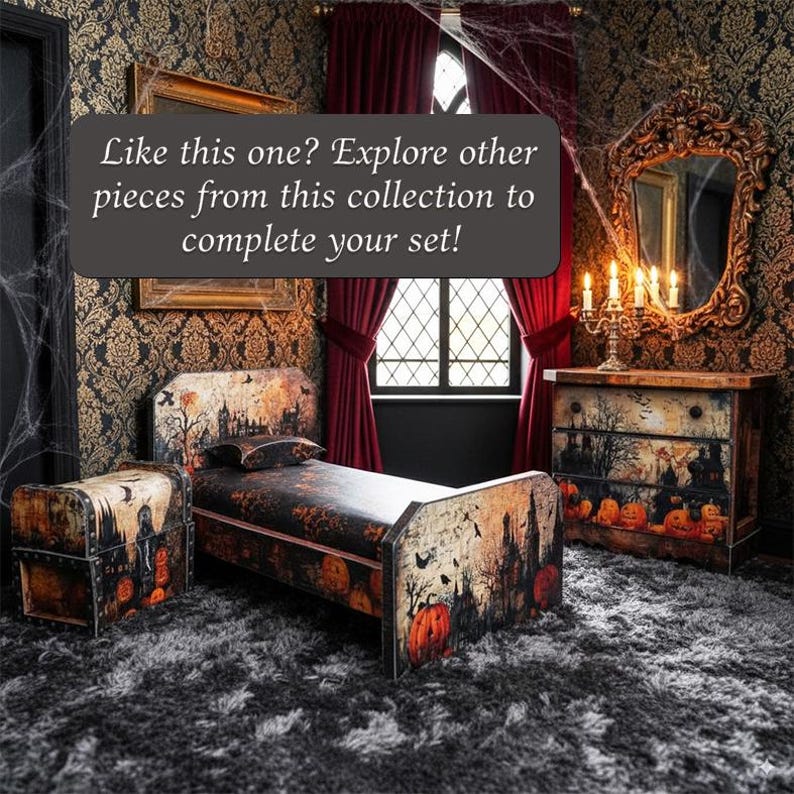 Halloween Miniature Bed Template – DIY Printable Dollhouse Furniture ...