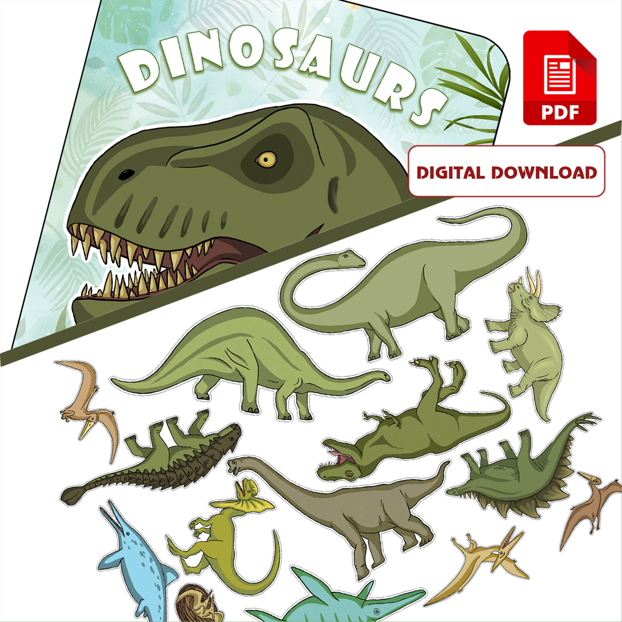 Printable DIY. Paper Dinosaurs. Dinosaurs Game Book. Quiet Book. DIY ...