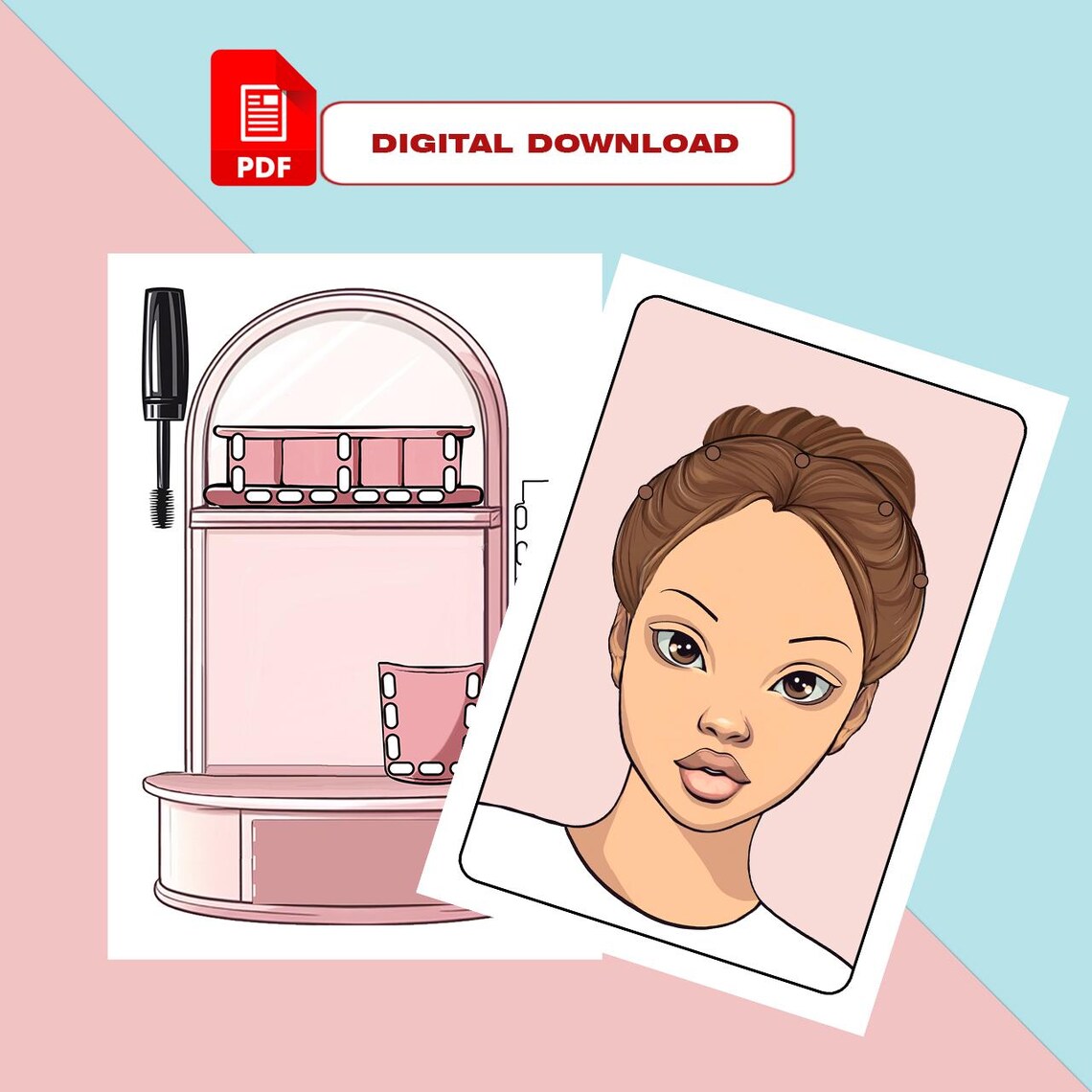 Makeup Paper Doll. Paper Cosmetics Quiet Book. DIY Project. Templates ...