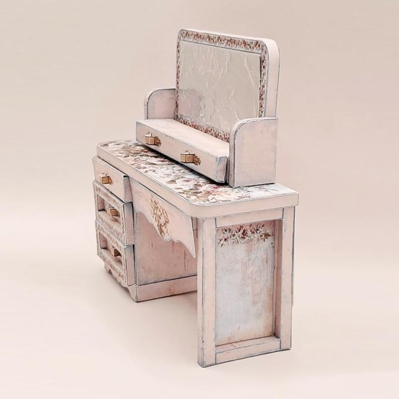 Mini Makeup Vanity Table Printable Paper Template Furniture Dressing ...