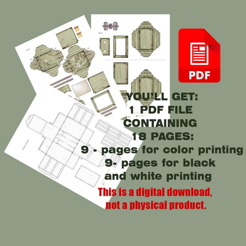 Printable Dollhouse Vanity Table Template: Miniature Paper Furniture ...