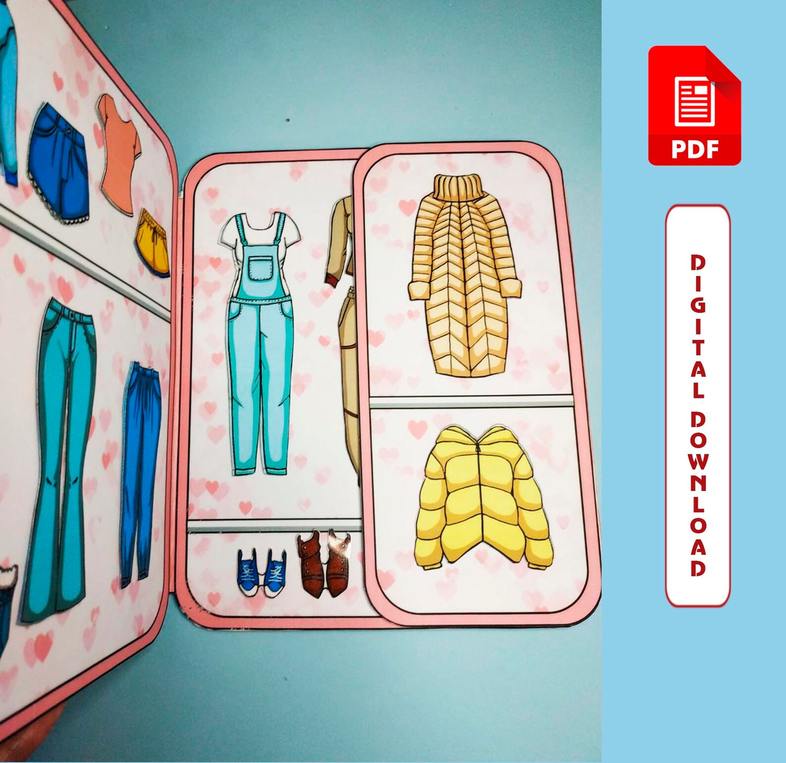 Printable Paper Wardrobe Doll. Doll Dress Up. Paper Clothes. Quiet Book ...