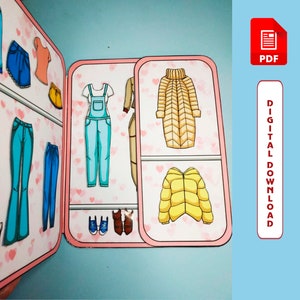 Printable Paper Doll Wardrobe: Dress up Clothes, DIY Quiet Book ...