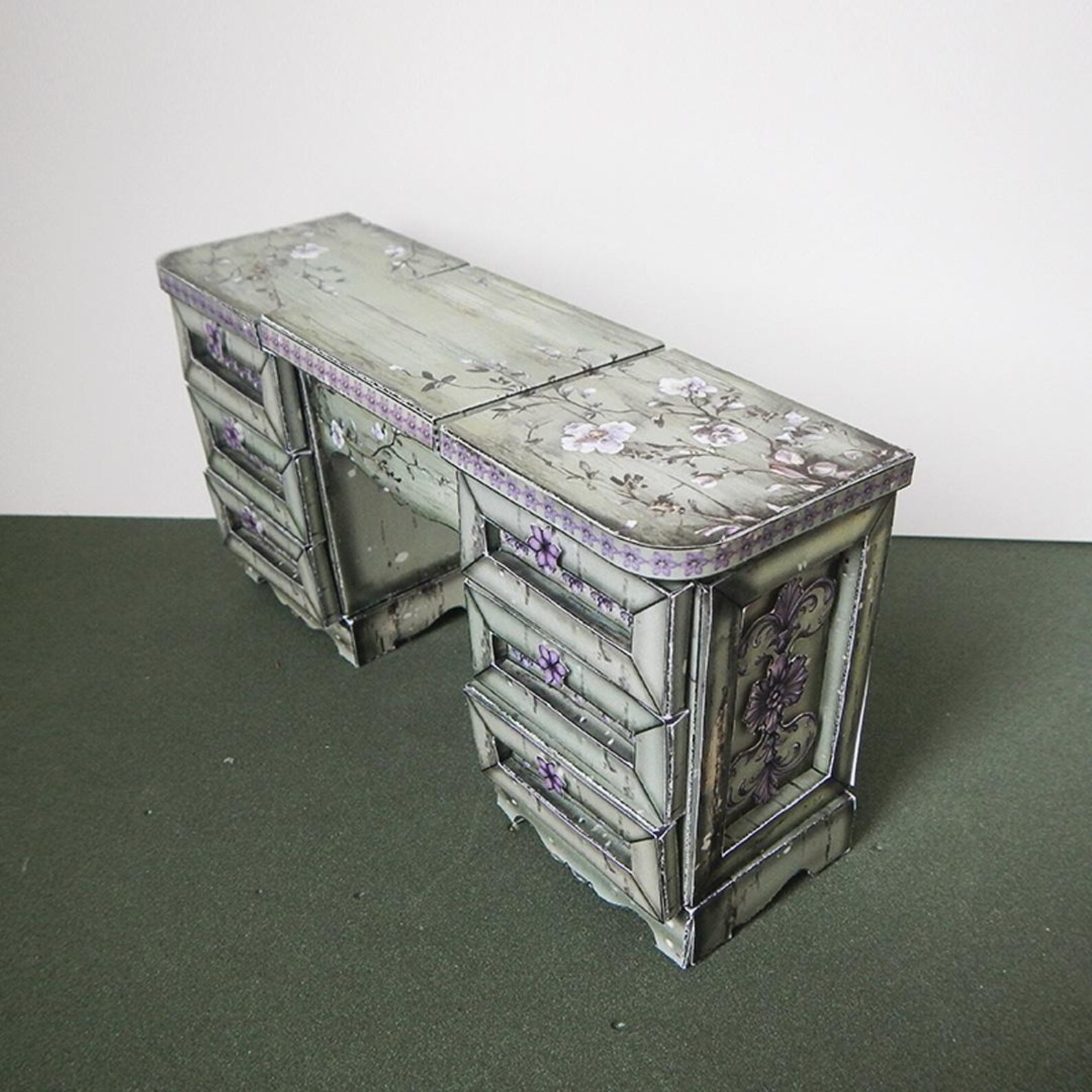 Printable Dollhouse Vanity Table Template: Miniature Paper Furniture ...