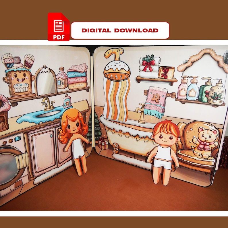 Gingerbread Paper Doll House: Printable Holiday Craft for Kids (digital ...