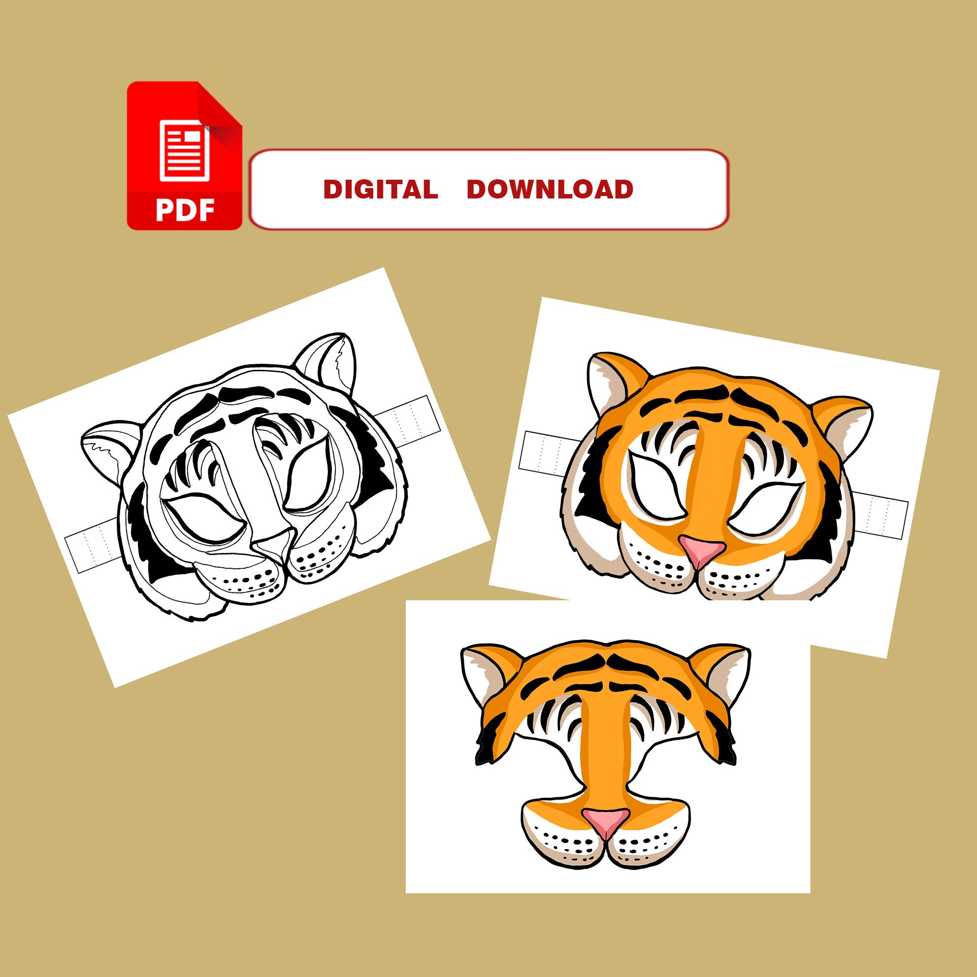 Printable Animal Masks for Coloring: DIY Craft Activity (PDF Download ...