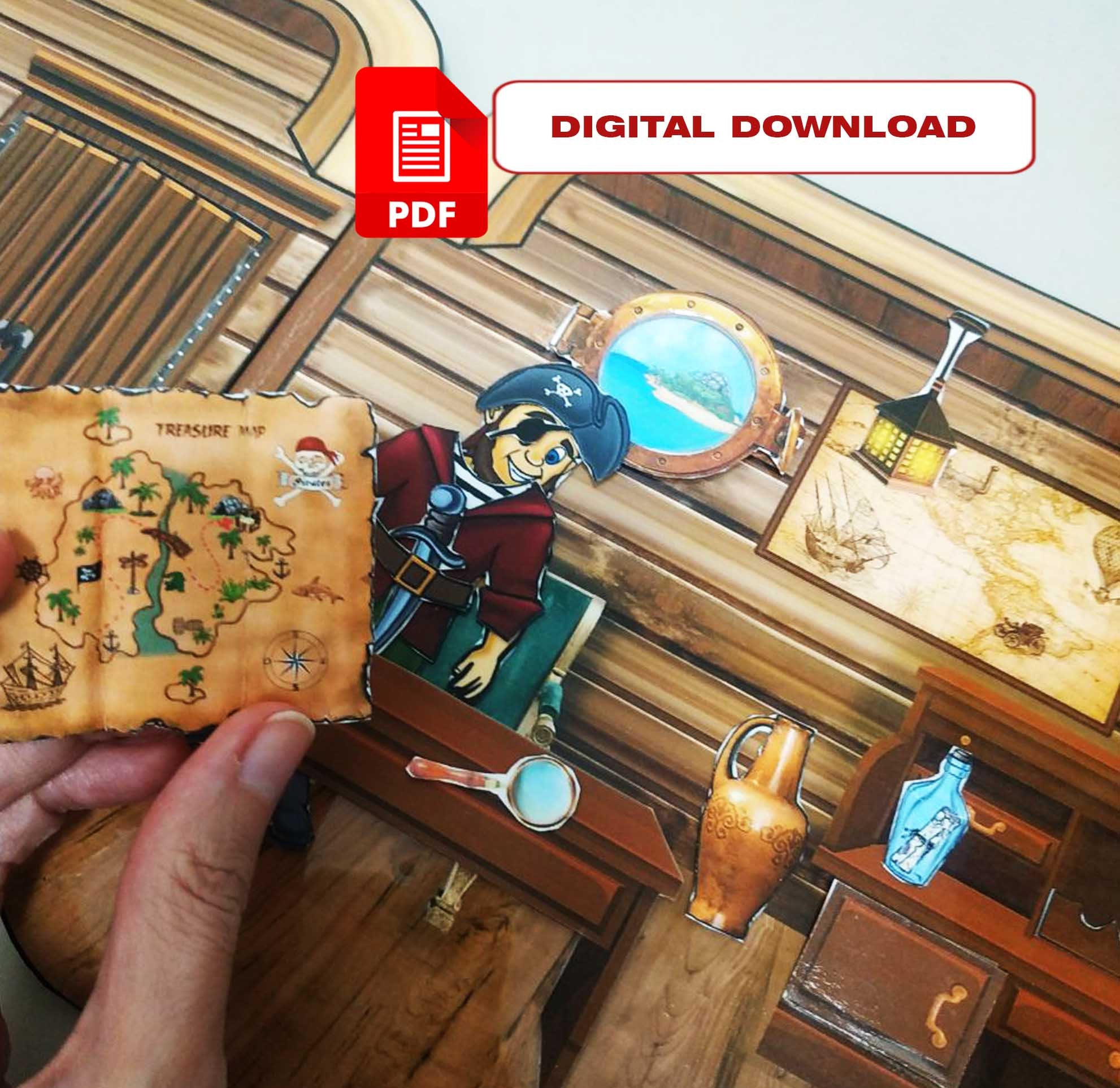 Paper Pirate. Printable Pirates' Ship. Quiet Book. DIY Busy Book. PDF ...