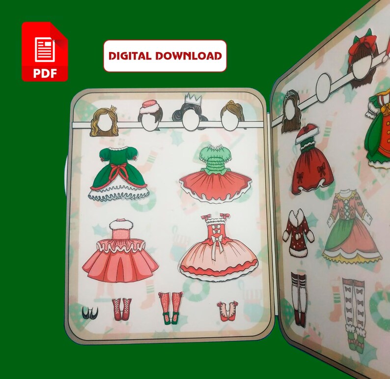 Merry Christmas Game Book. Quiet Book. Cut Out Paper Doll. DIY Busy ...