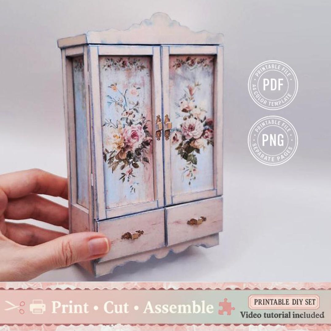 DIY 3D Wardrobe Template, Dollhouse Closet, Papercraft Furniture ...