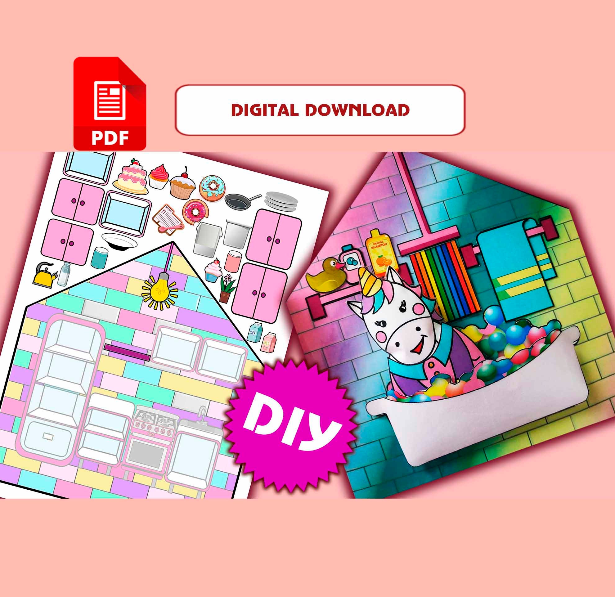 Paper Soft Unicorn. Paper Unicorn House. Quiet Book. Cut Out Paper ...