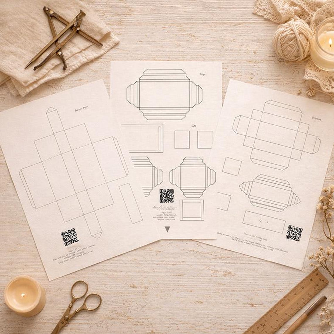 DIY Paper Coffee Table Template Printable 1:12 for Assembly Painting ...