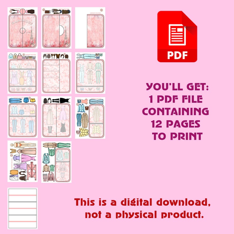 Printable Paper Wardrobe Doll. Doll Dress Up. Paper Clothes. Quiet Book ...