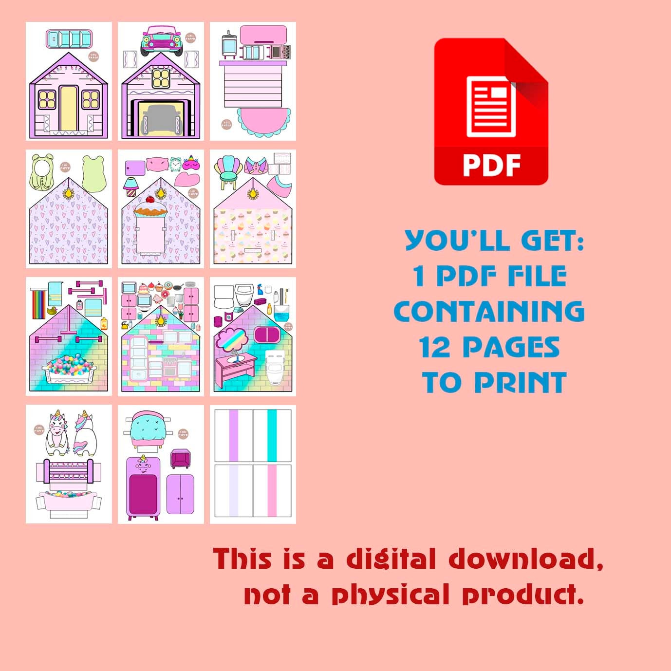 Paper Soft Unicorn. Paper Unicorn House. Quiet Book. Cut Out Paper House. DIY Busy Book ...