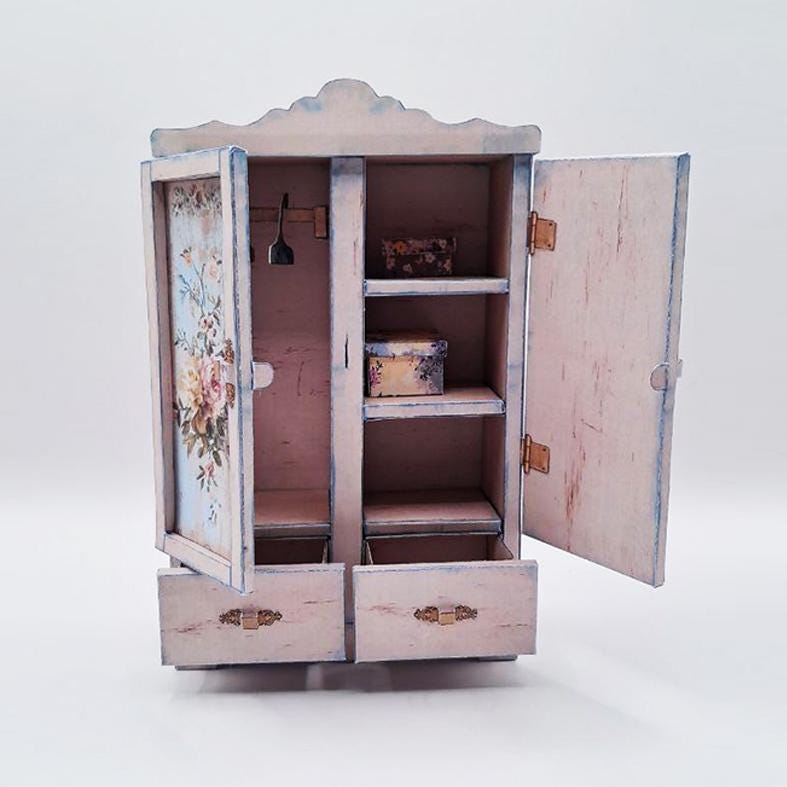 DIY 3D Wardrobe Template, Dollhouse Closet, Papercraft Furniture ...