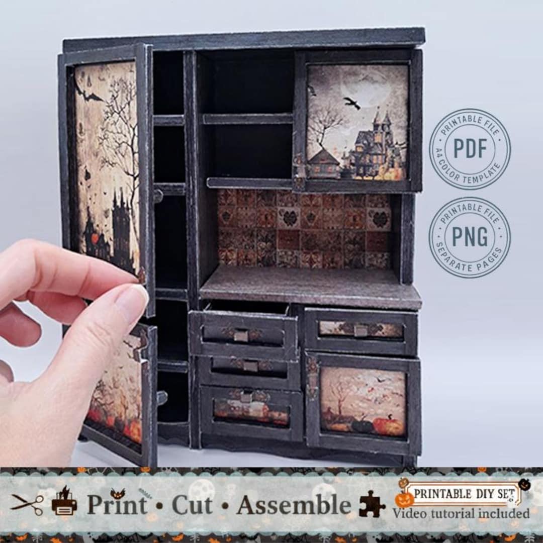 Halloween Miniature Paper Kitchen Set – DIY Printable Furniture Craft ...