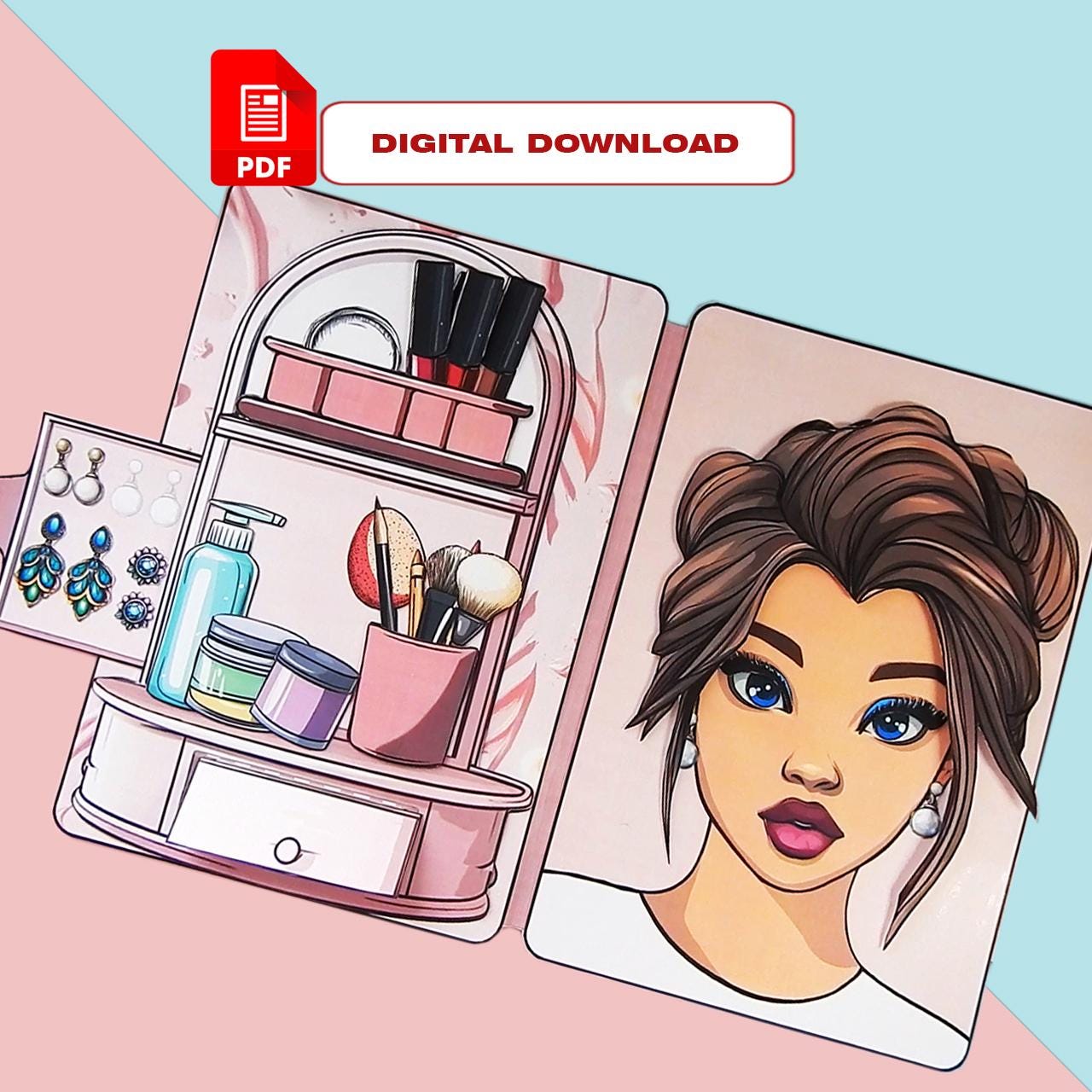 Makeup Paper Doll. Paper Cosmetics Quiet Book. DIY Project. Templates ...