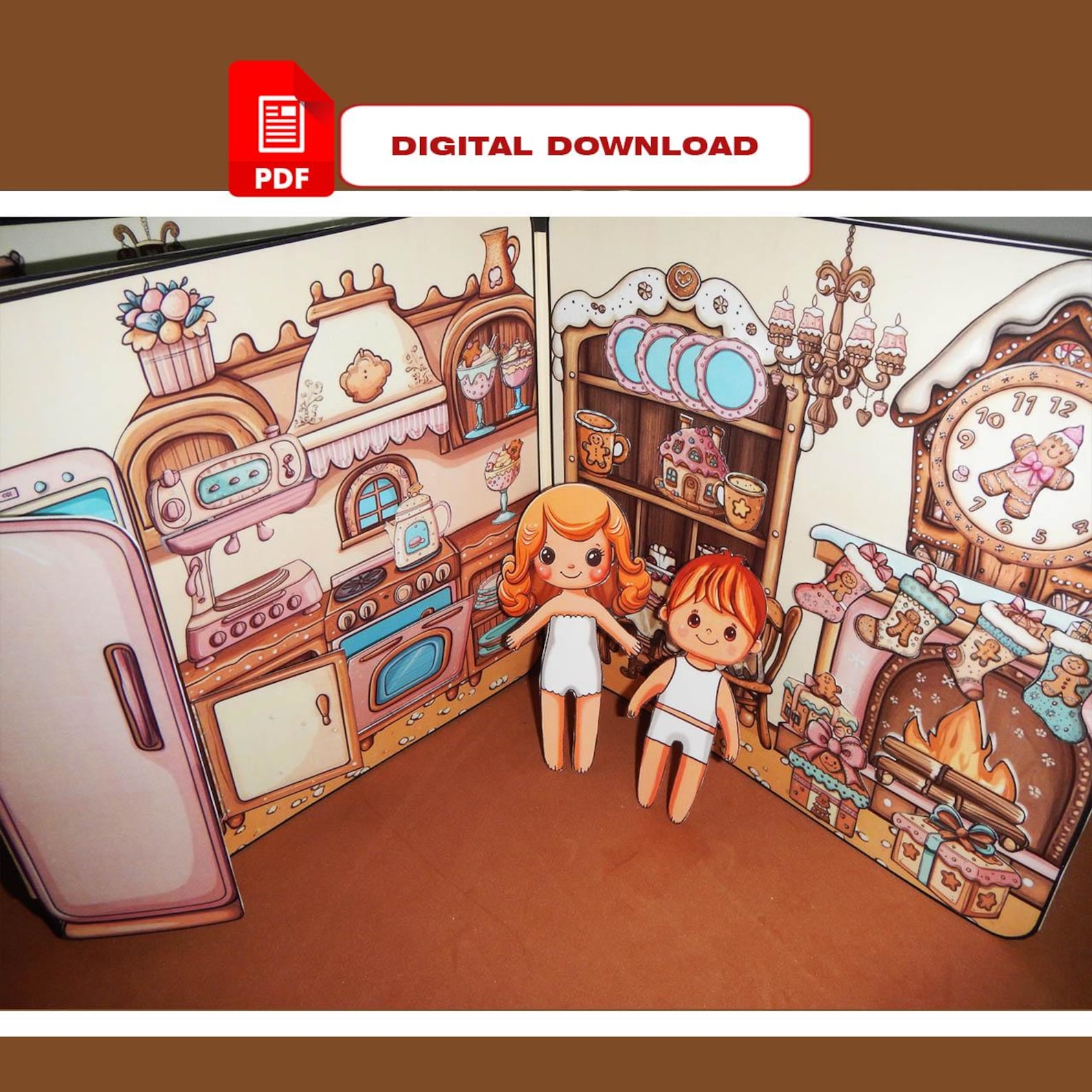 Gingerbread Paper Doll House: Printable Holiday Craft for Kids (digital ...