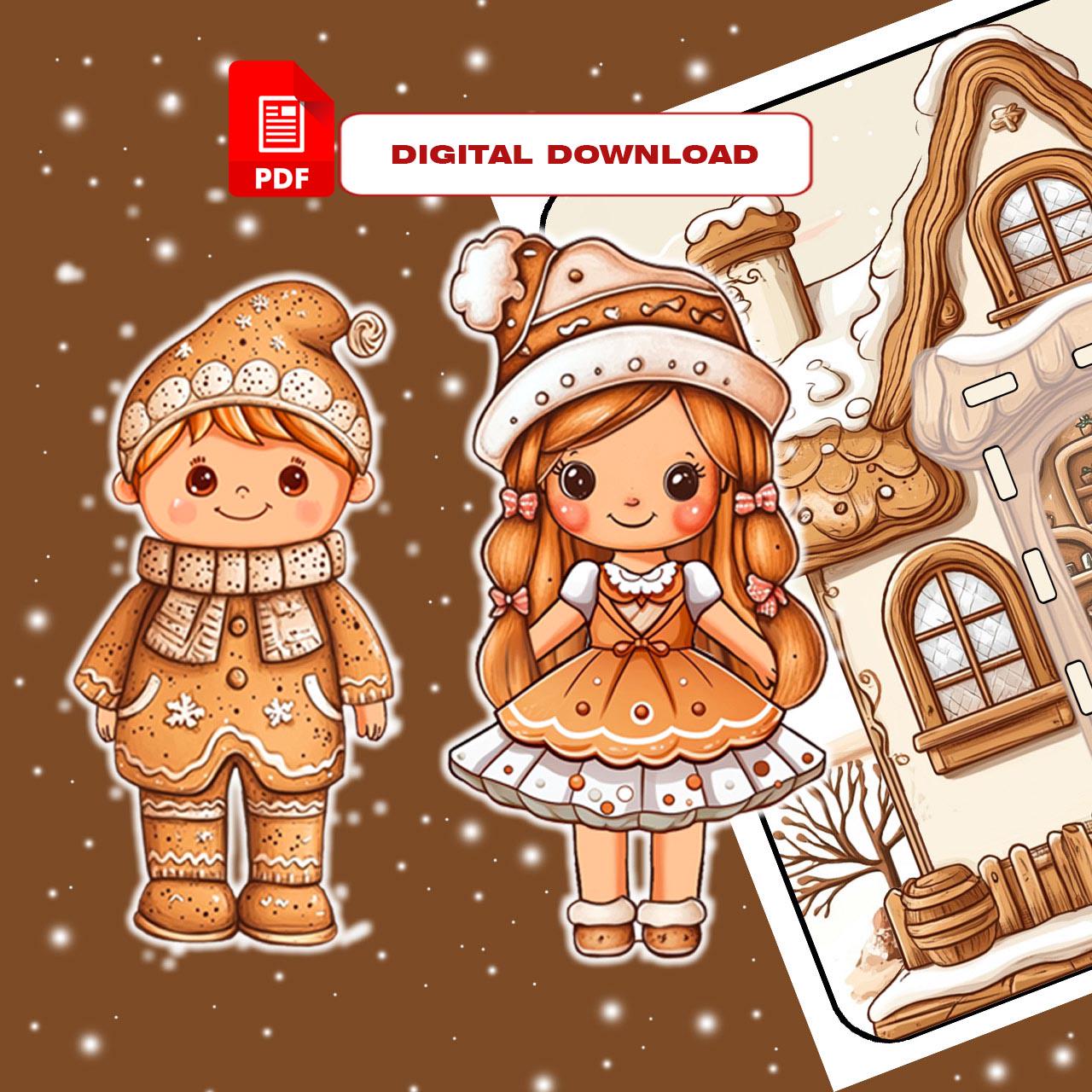 Gingerbread Paper Doll House: Printable Holiday Craft for Kids (digital ...