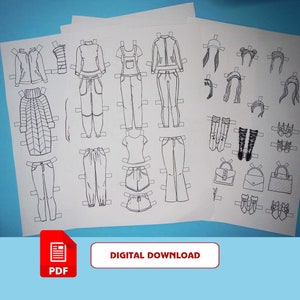 Coloring Paper Doll — DIY Clothes & Printable Activity | Digital ...