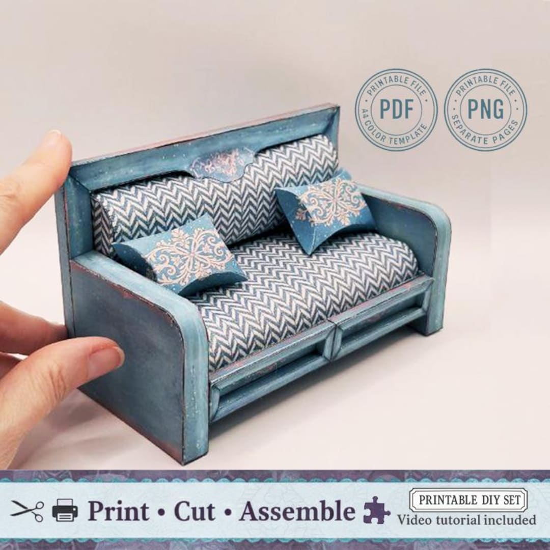 DIY 3D Papercraft Couch, Paper Sofa, Dollhouse Furniture Kit - Etsy