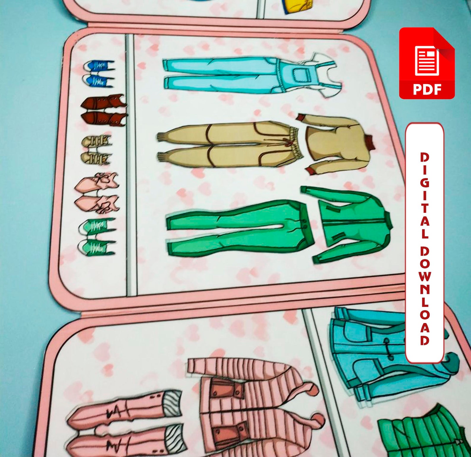 Printable Paper Wardrobe Doll. Doll Dress Up. Paper Clothes. Quiet Book ...