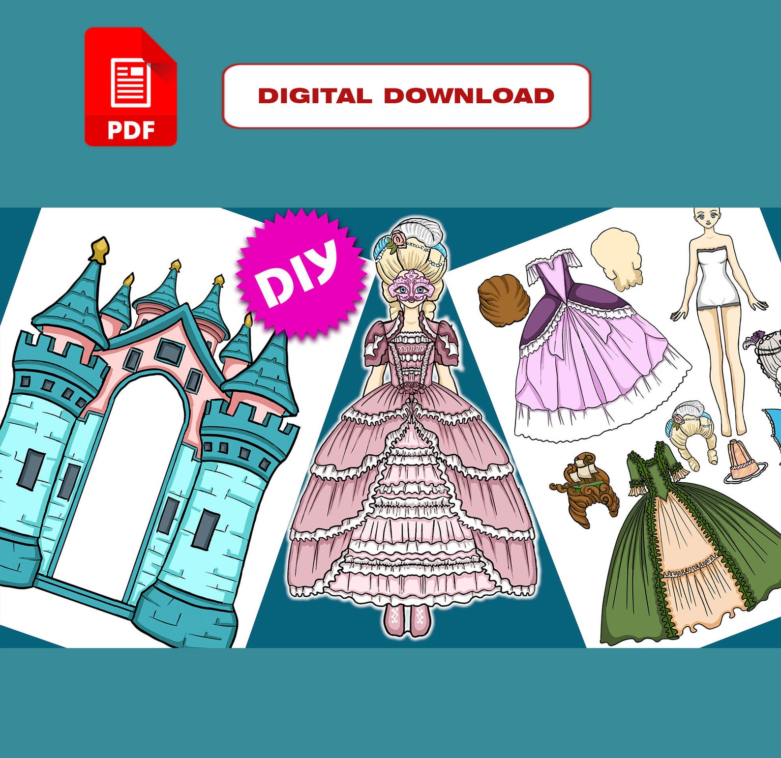 Princess Dress-up Paper Dollhouse – Busy Book | Printable PDF File - Etsy