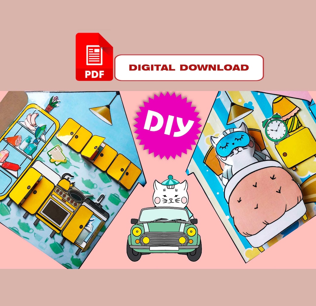 Paper Cat House Quiet Book: DIY Printable Activity (PDF File) - Etsy