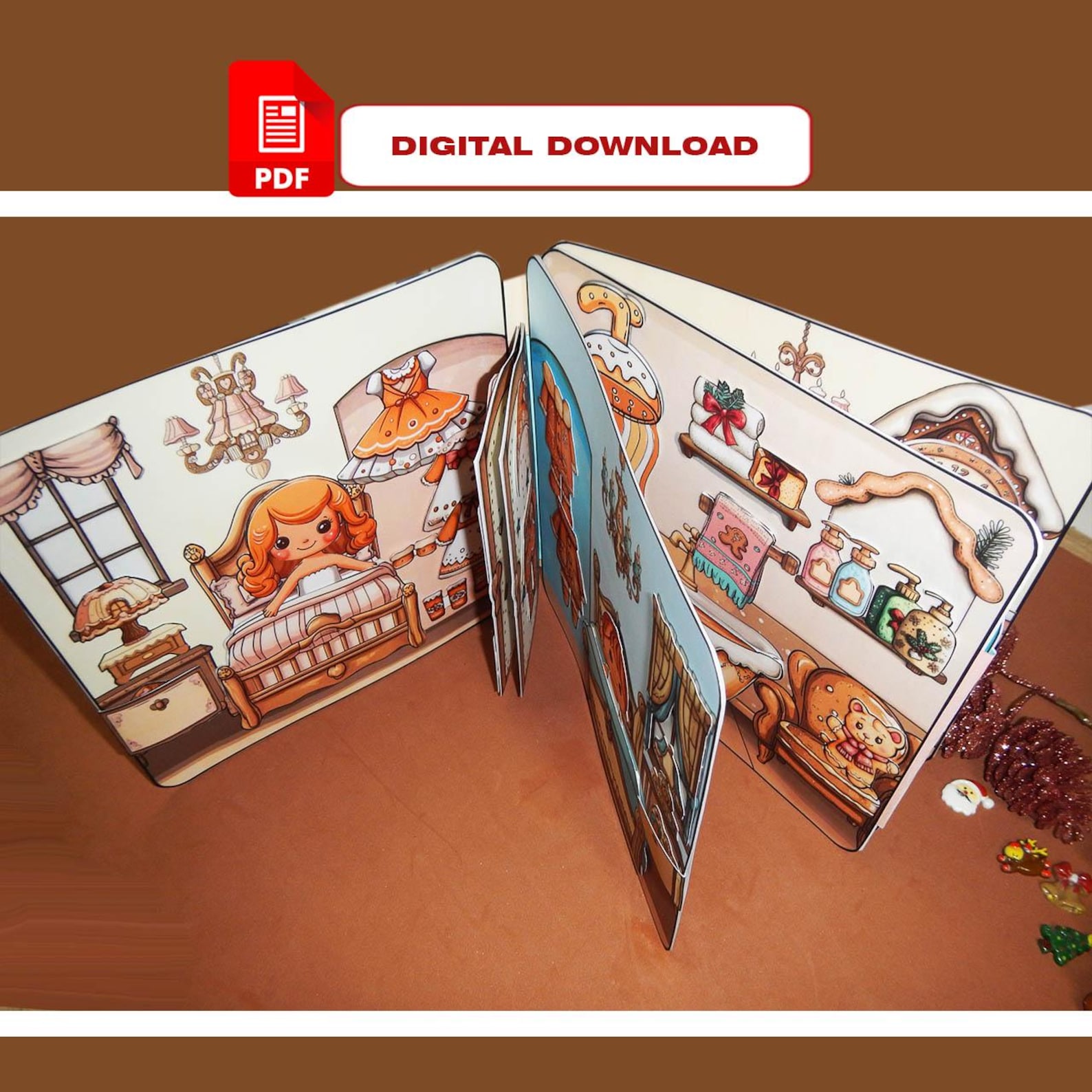 Gingerbread Paper Doll House: Printable Holiday Craft for Kids (digital ...