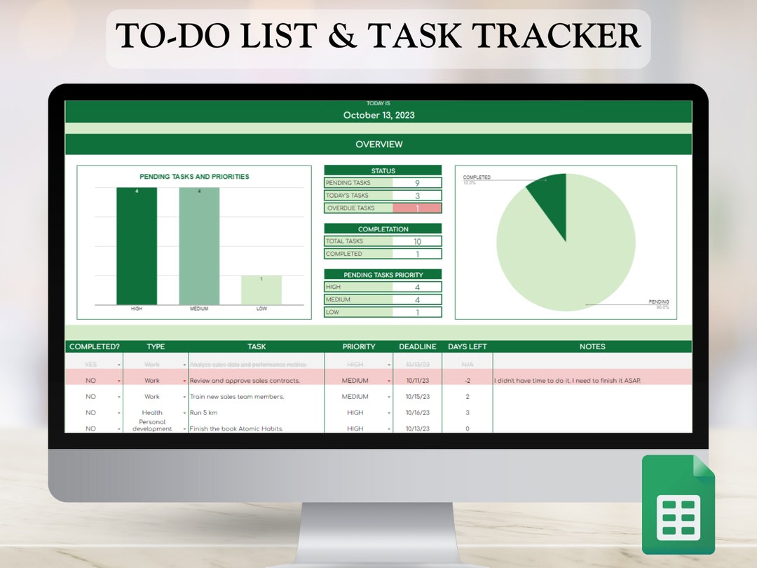 To-do List Google Sheets, Editable Daily Checklist, Task Manager Google ...