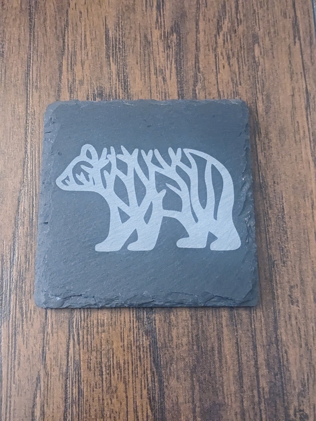 Forest Bear Slate Coaster - Etsy