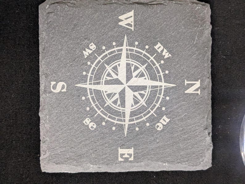 Compass Rose Slate Coasters - Etsy