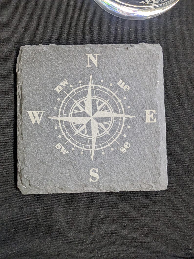 Compass Rose Slate Coasters - Etsy