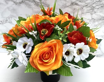 Artificial Silk Flowers Florist Arranged Ivory & Pink Rose Peony ...