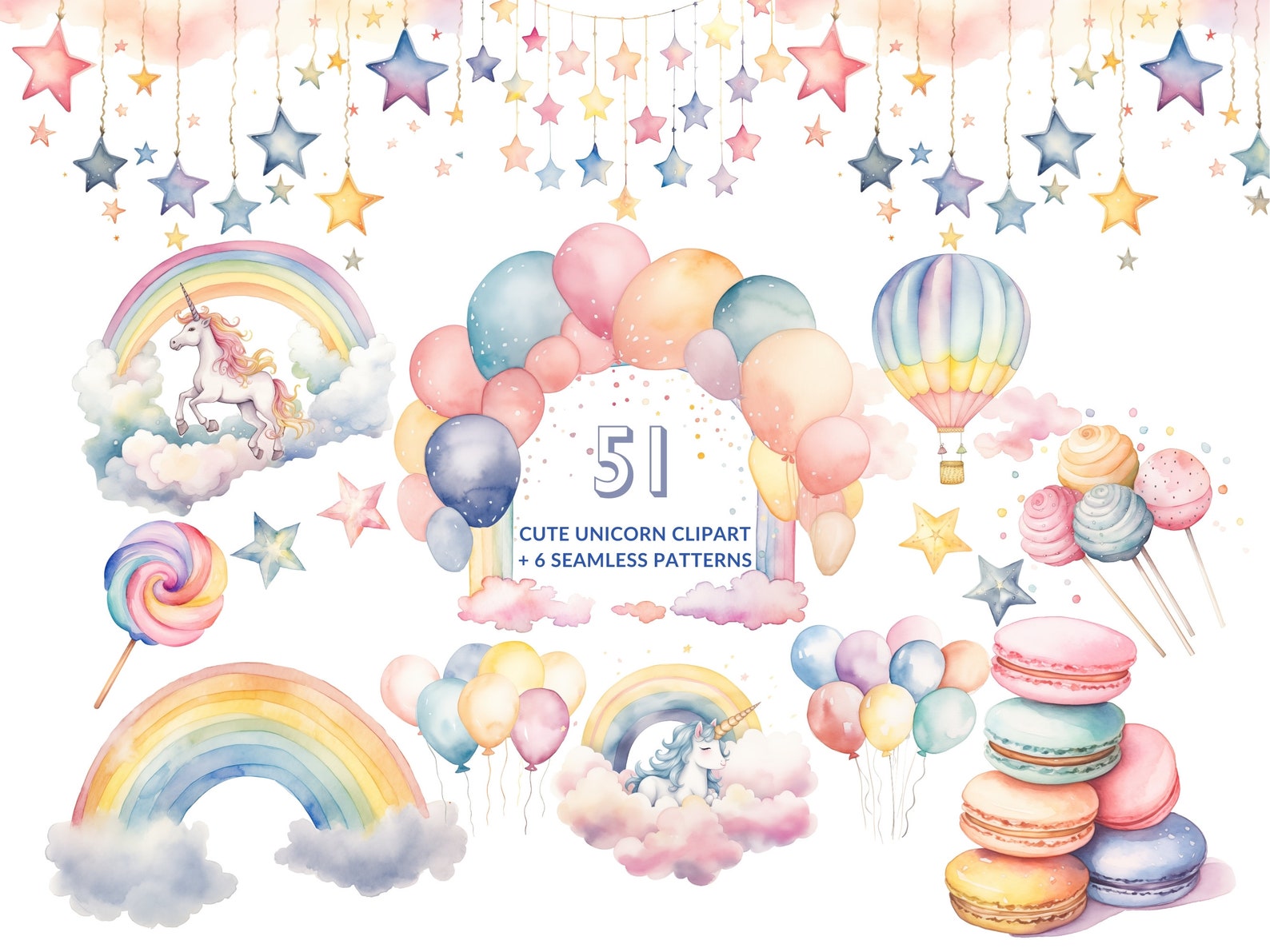 Cute Unicorn Clipart, Unicorn Png, Magic Unicorn Clipart, Instant ...