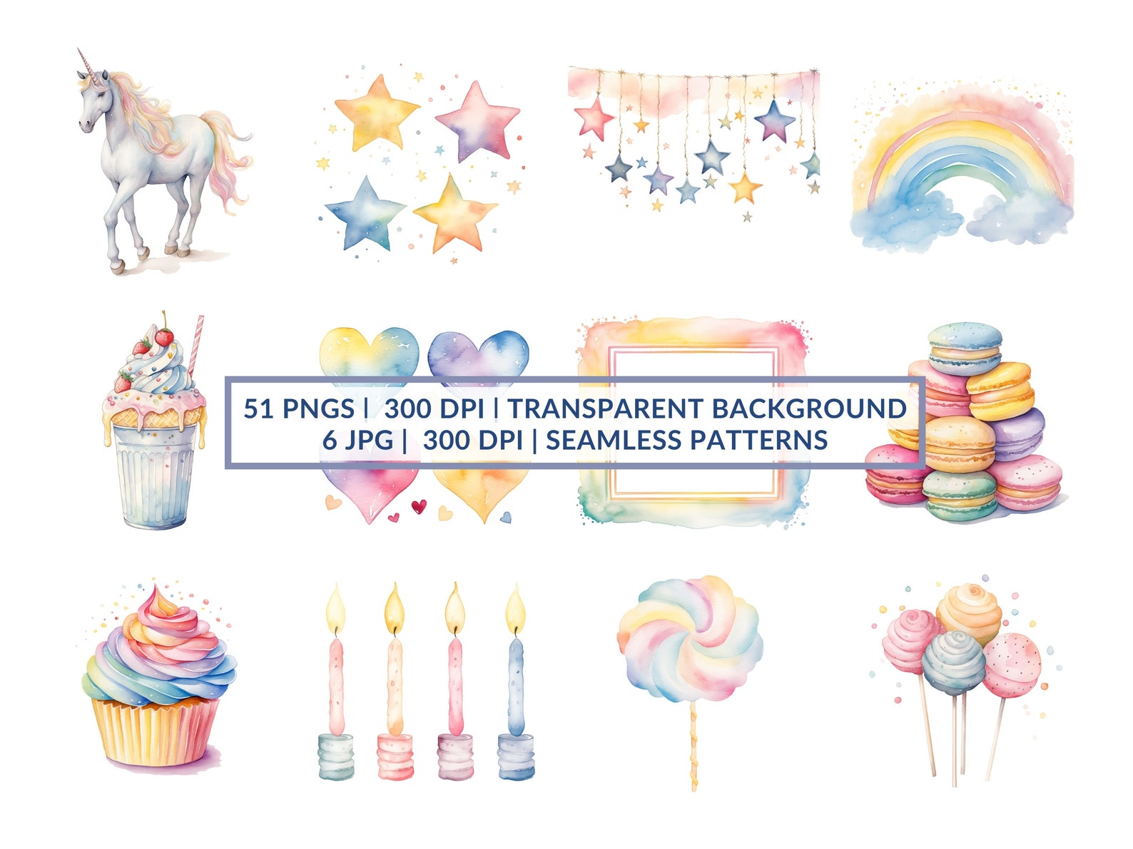 Cute Unicorn Clipart, Unicorn Png, Magic Unicorn Clipart, Instant ...