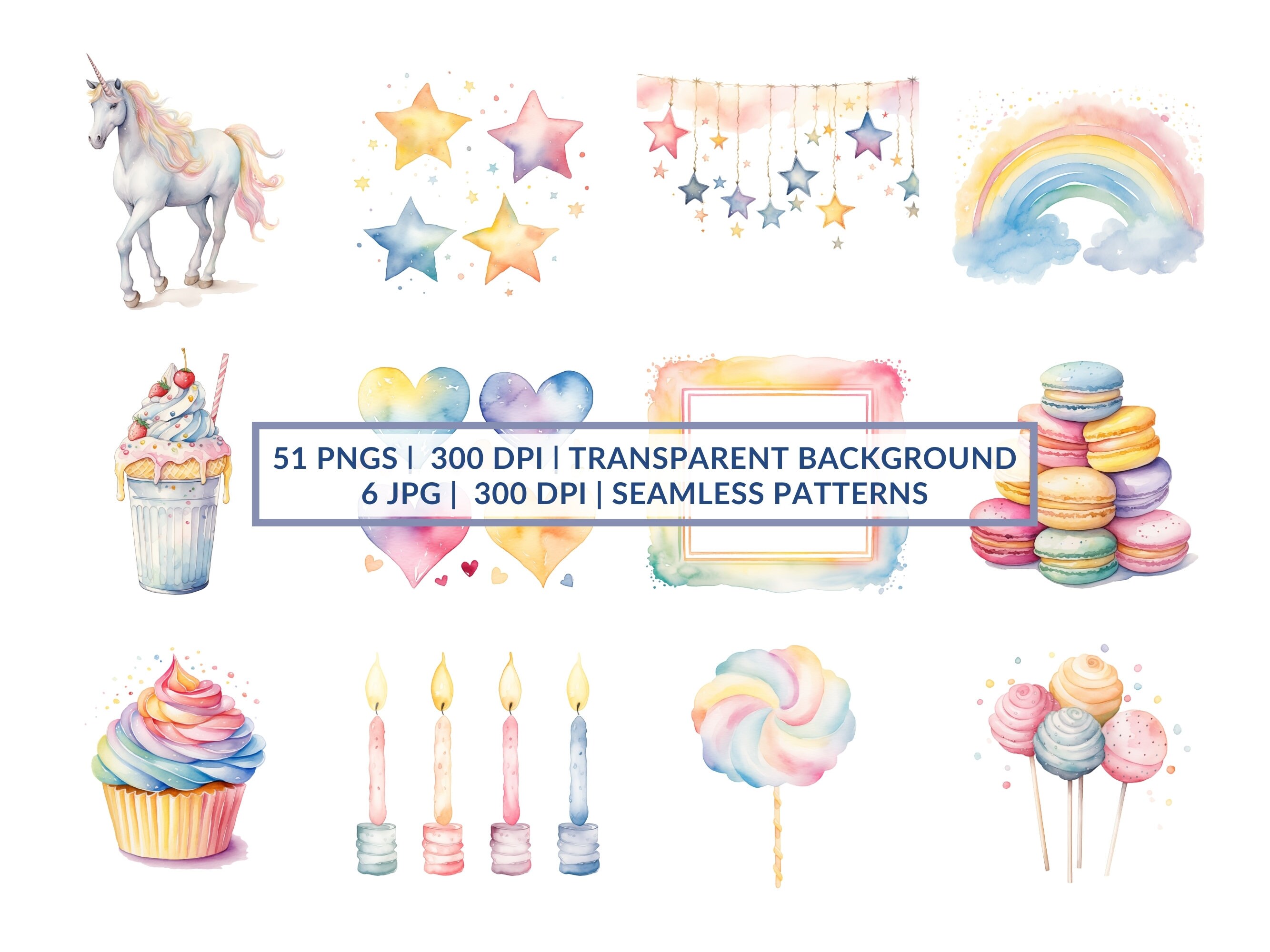 Cute Unicorn Clipart, Unicorn Png, Magic Unicorn Clipart, Instant ...