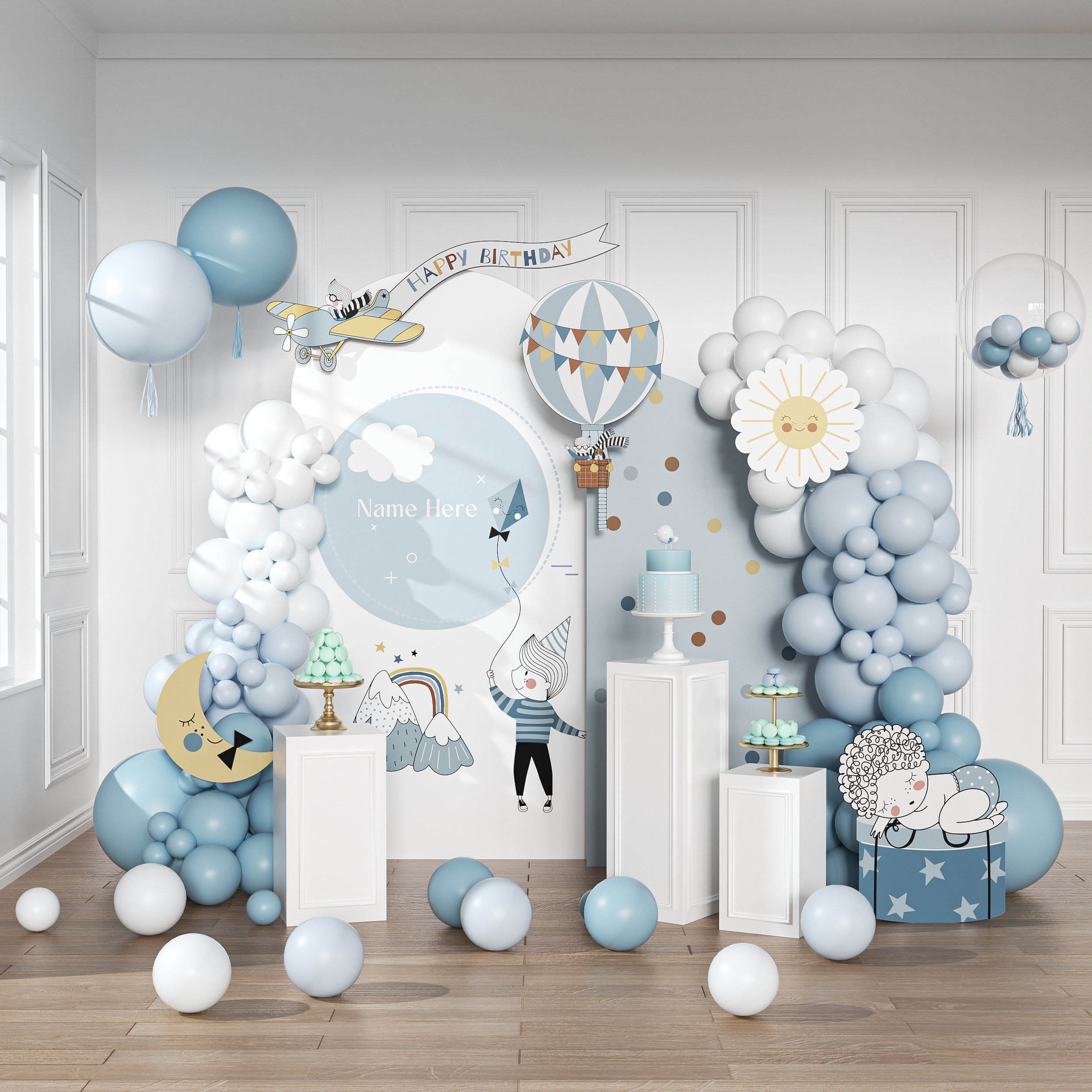 Travel Theme Kid's Birthday Party Baby Shower Backdrops Set With a ...