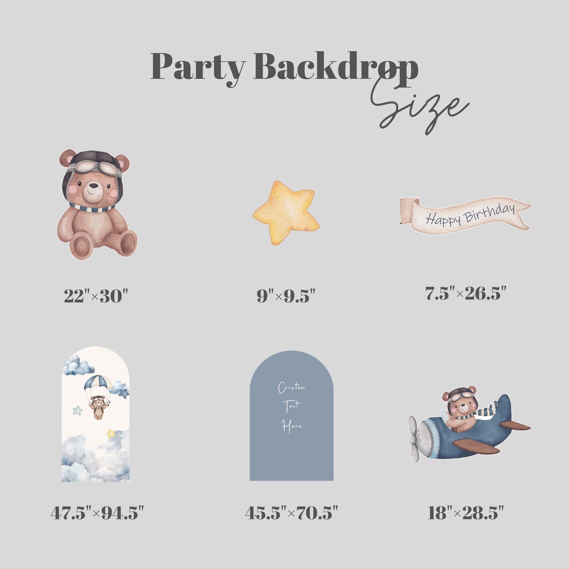 Bear Theme Custom Kids' Birthday Party Backdrops Decor Kit With a ...