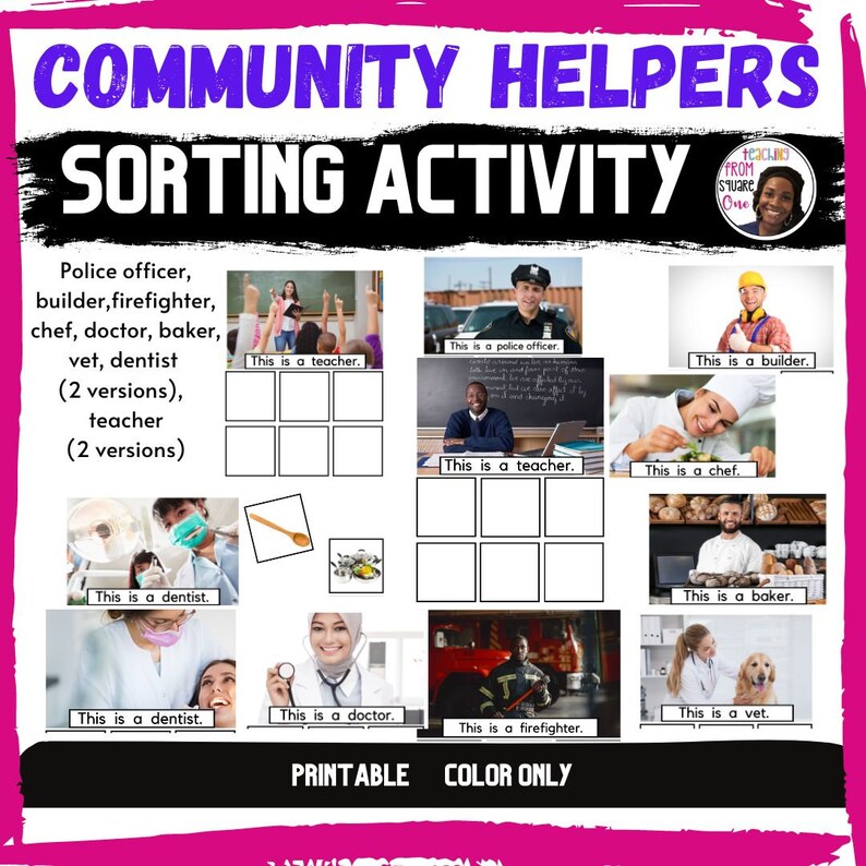 Community Helpers Sorting Real Photos People in Our - Etsy