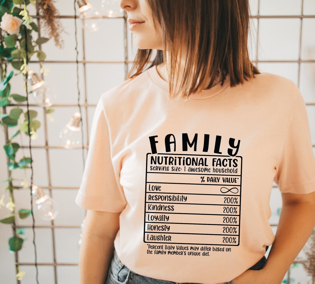 Family Nutritional Facts Shirt, Family Routine T-shirt, Family Matching ...