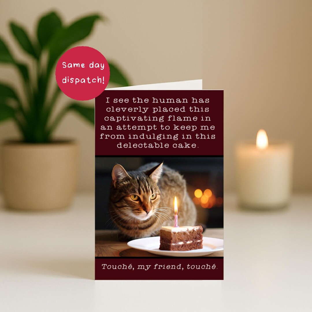 Funny Cat Birthday Card | Humorous Cat Meme Style Design |same Day ...