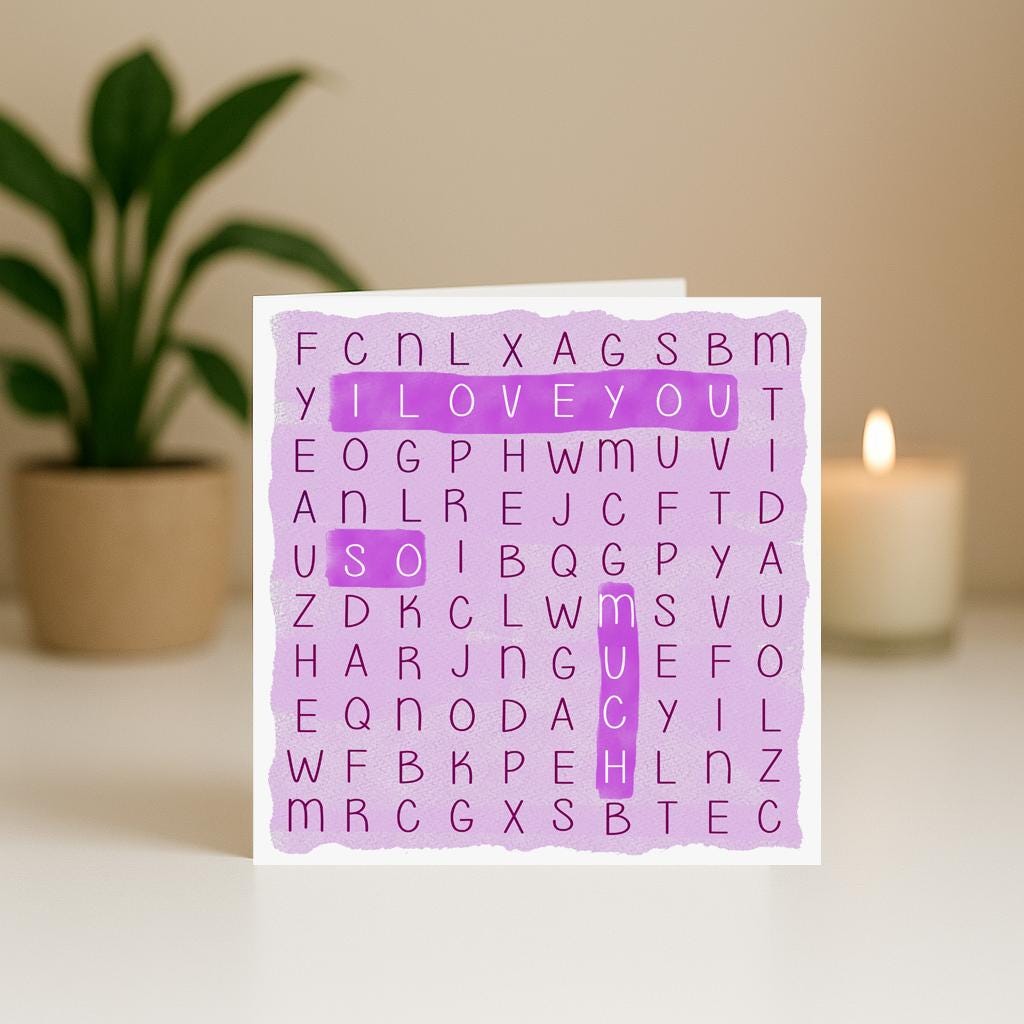 Personalised Word Search Card | Custom Message Greeting Card | Choose ...