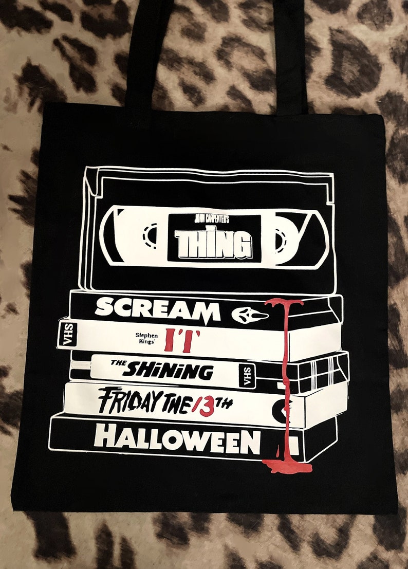 VHS Stack, Horror Movie, Cotton Black Tote Bag - Etsy