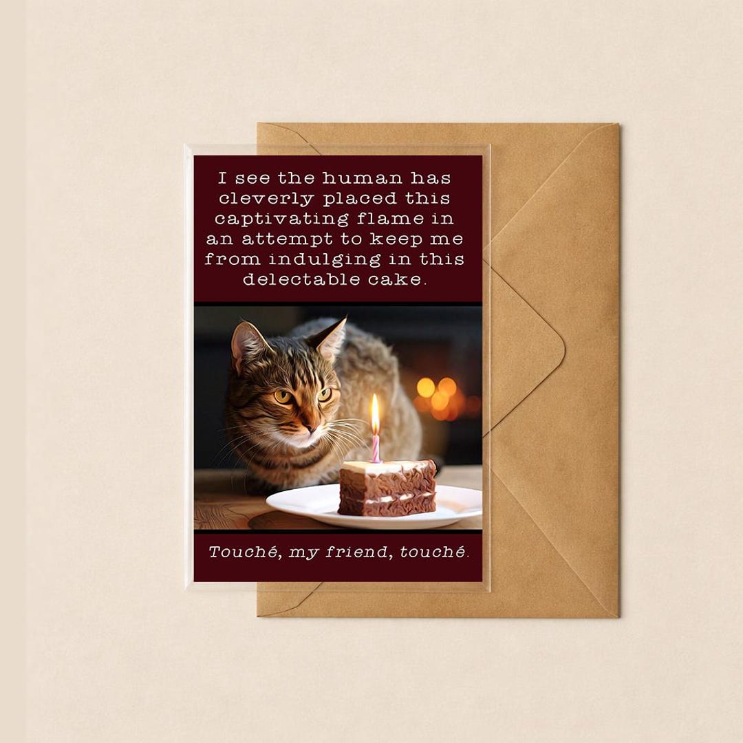Funny Cat Birthday Card | Humorous Cat Meme Style Design |same Day ...
