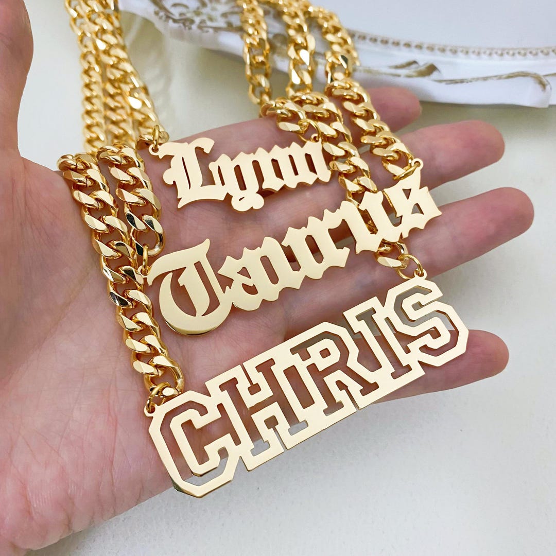 Big Old English Name Plate Necklace: Personalized Hip Hop Jewelry - Etsy