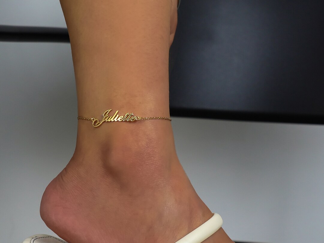 Custom Name Anklet, Personalised Anklet, Name Anklet 18K, Anklets for Women, Beach Jewelry ...