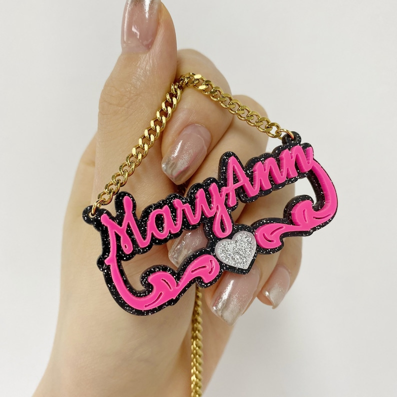 Acrylic Name Plate Necklace: Personalized Colorful Nameplate Jewelry - Etsy