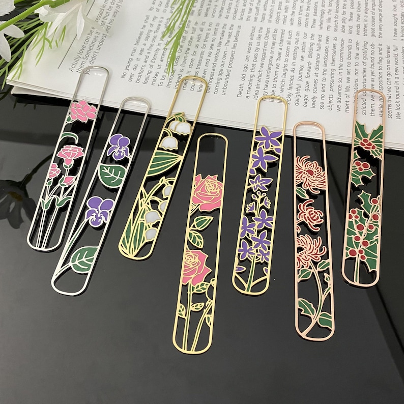 Personalized Color Birth Flower Bookmark: Custom Metal Gift for Book ...